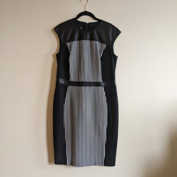 Basler | Dresses | Basler Vegan Leather Trim Bodycon Dress | Poshmark